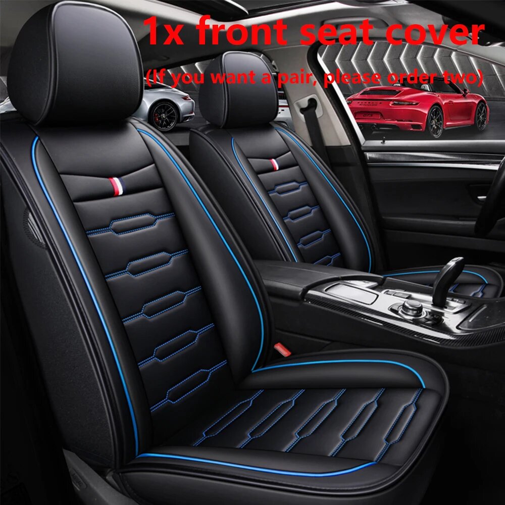 Кожаные чехлы на передние и задние полный комплект автомобильных сидений для Kia Rio Sportage Ceed Niro Stinger Optima Soul Forte Spectra Sorento, аксессуары Black Blue Front