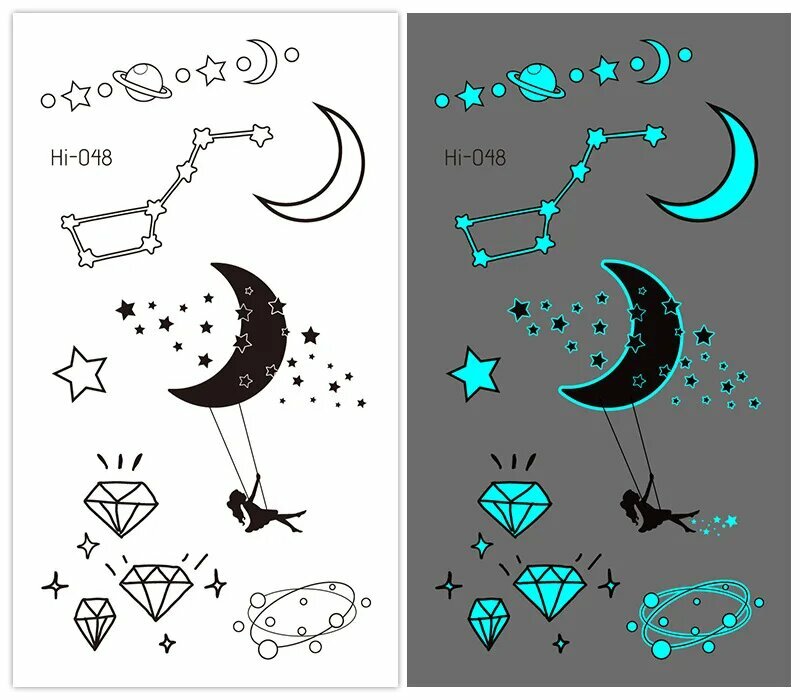 Светящиеся тату-наклейки Butterfly 1 шт Hi-048