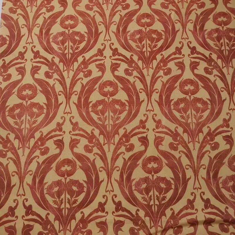 Ткань William Morris винтажные цветы 100% хлопок Бордовый, W 20