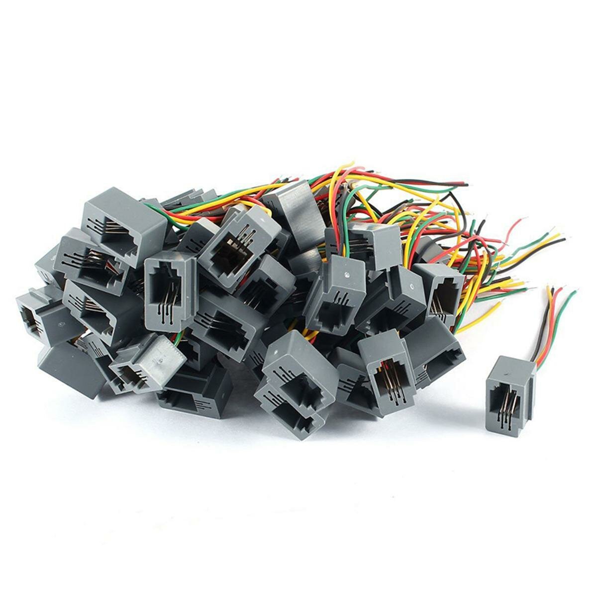 50 шт. 616E 4P4C RJ9 телефонный разъем-адаптер с 4 проводами 8 см