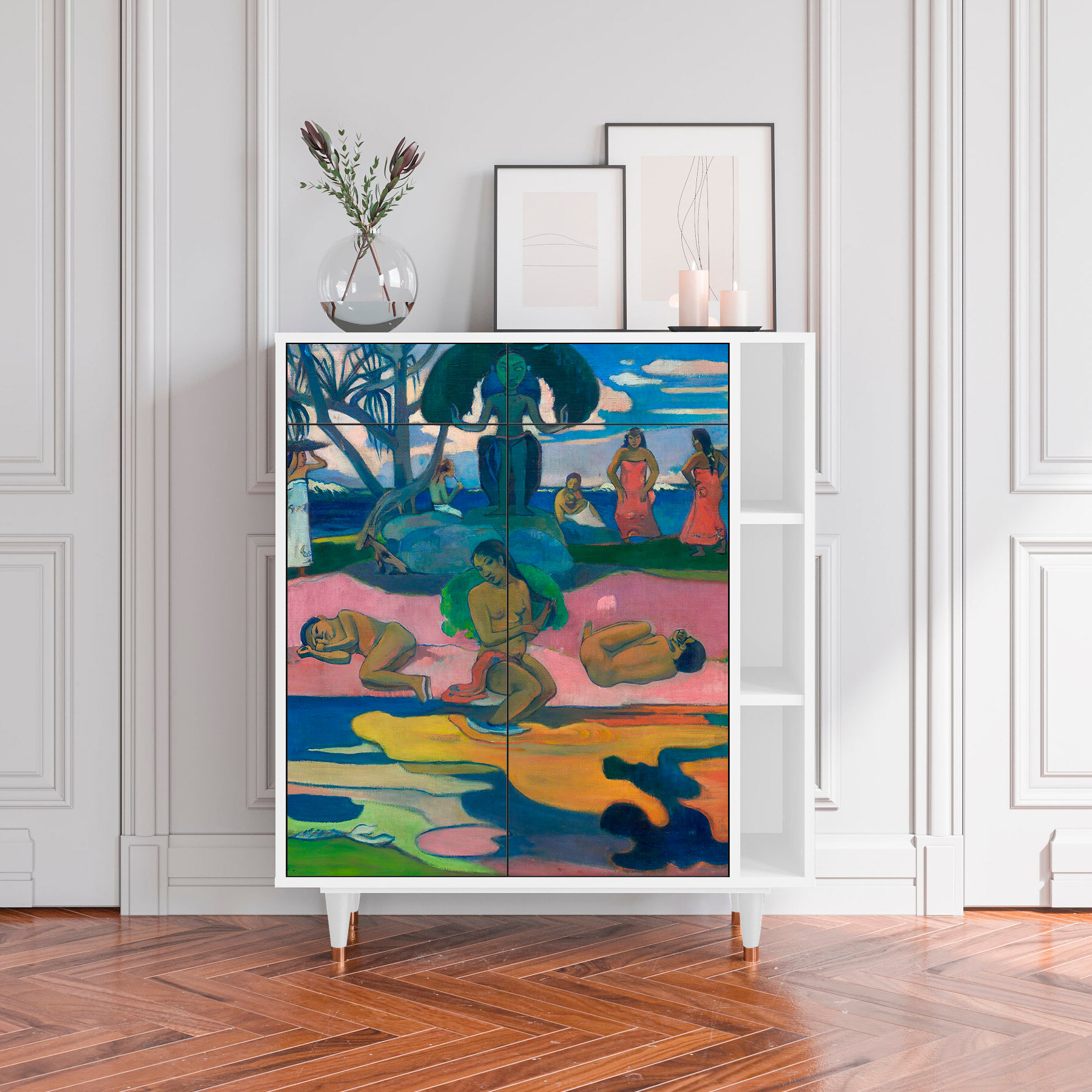 Комод - STORYZ - BS6 Day of the God by Paul Gauguin, Размер - 94 x 110 x 41 см, Цвет корпуса - , Белый