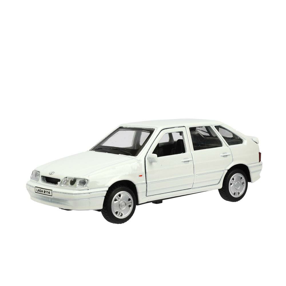 Машинка Технопарк LADA 2114 SAMARA 12 см, белая, откр. двери и багажник