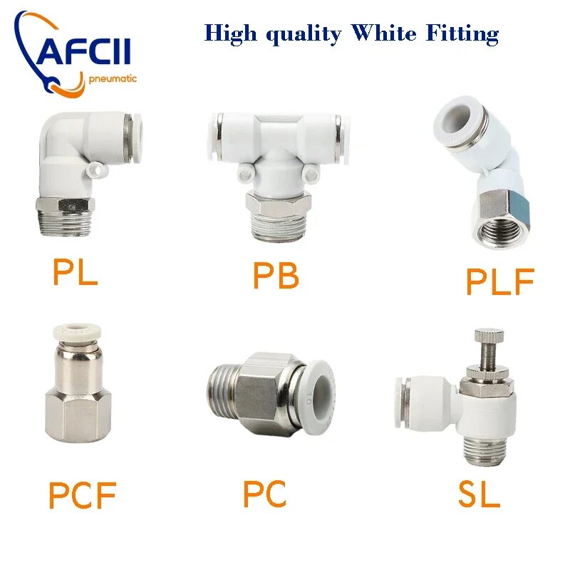 Белый пневматический фитинг 1/4 1/2 6мм 8мм BSP PL, 6-01 (6mm-1l8)