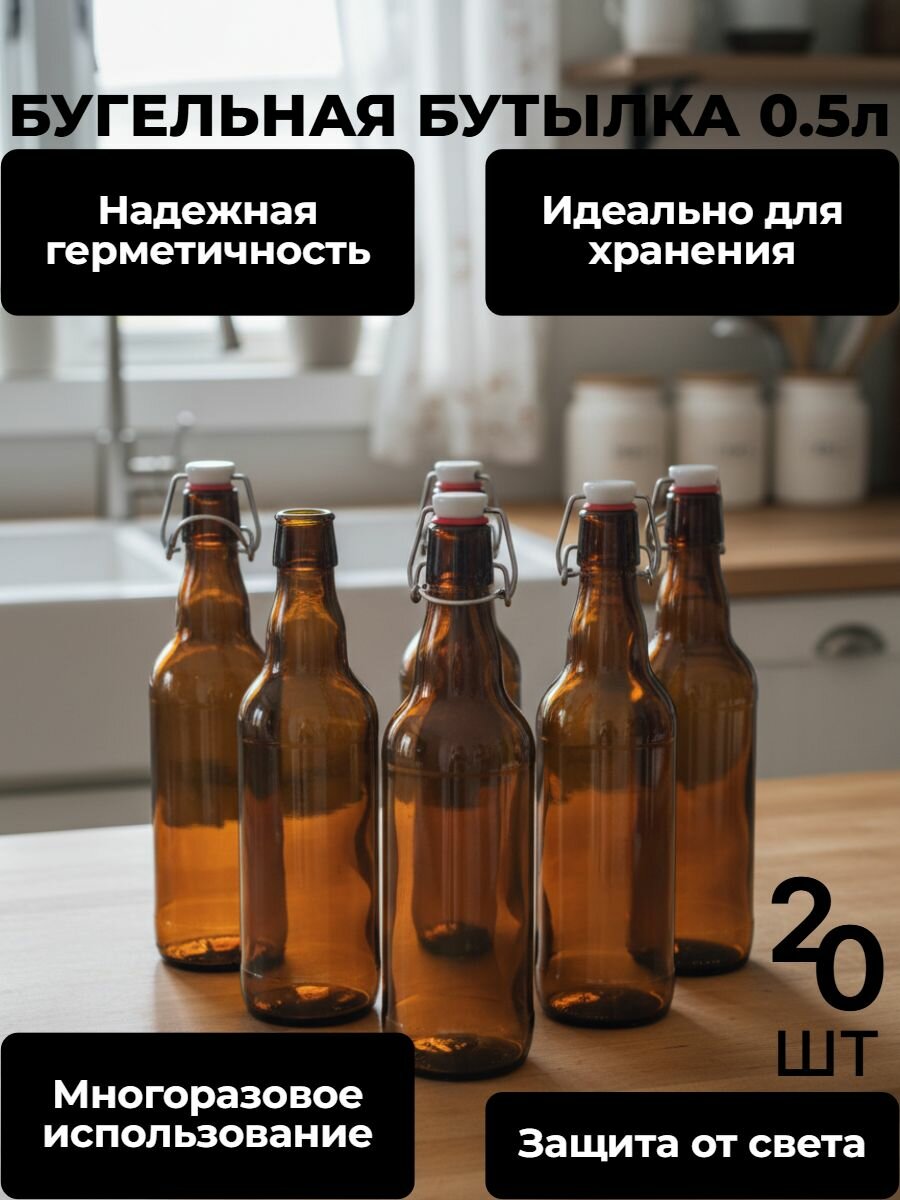 Бутылка с бугельной пробкой 0,5 литра 20 шт.