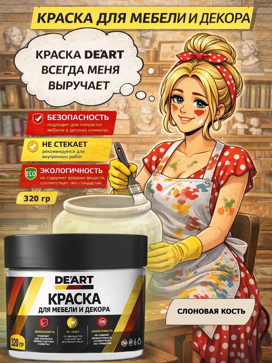 Краска для мебели меловая слоновая кость