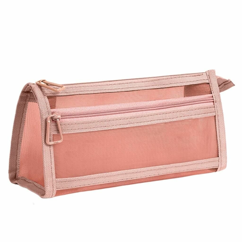 Прозрачный пенал с двойным слоем, Розовый