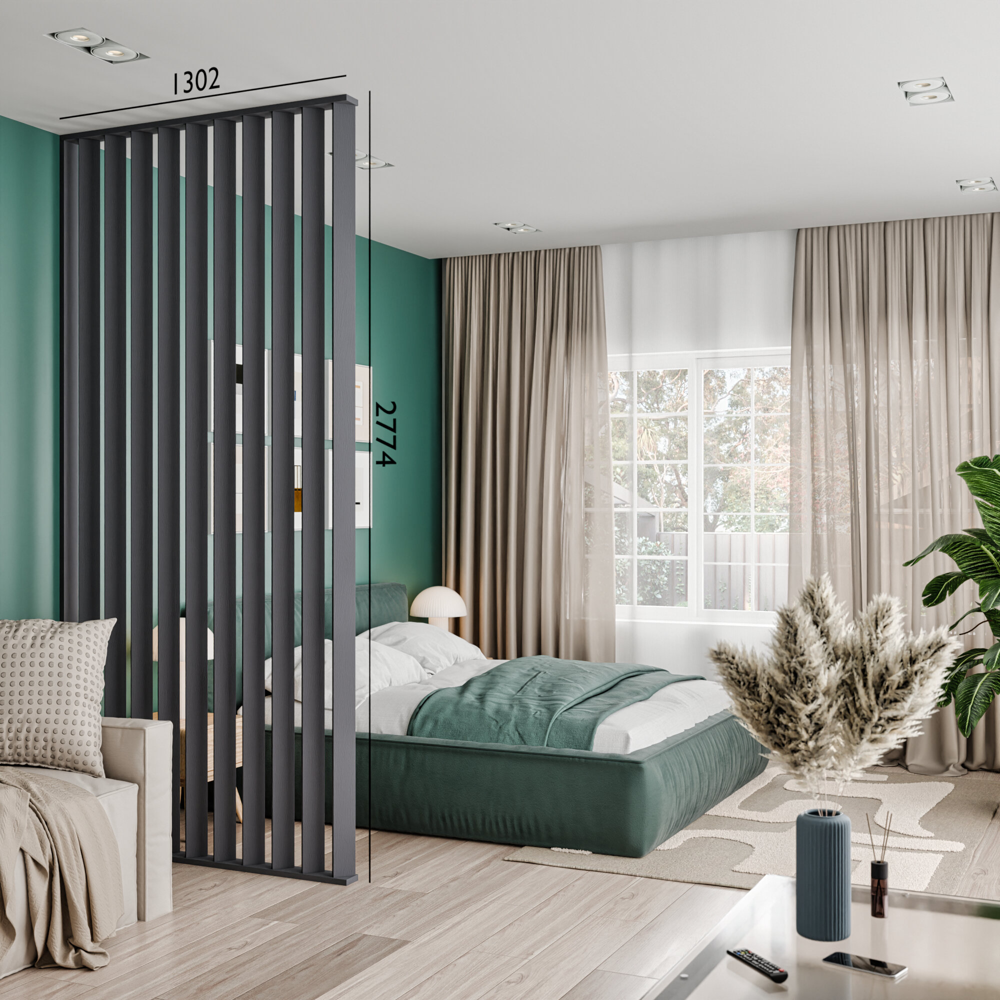 Перегородка для зонирования пространства на ширину 130 см, ЛДСП, графит