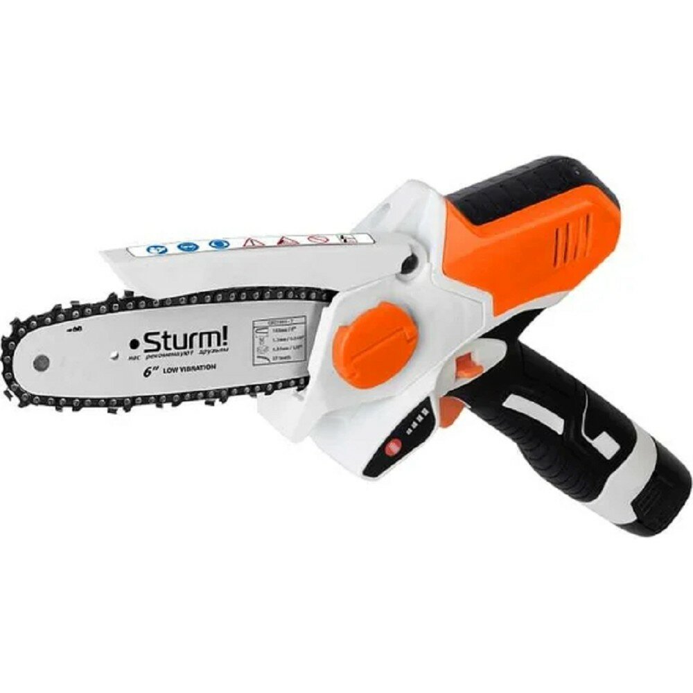 Sturm! Пила цепная аккумуляторная безмасляная , 16В, шина 15 см, 2х2.0 Ач, ЗУ, кейс CSC1804