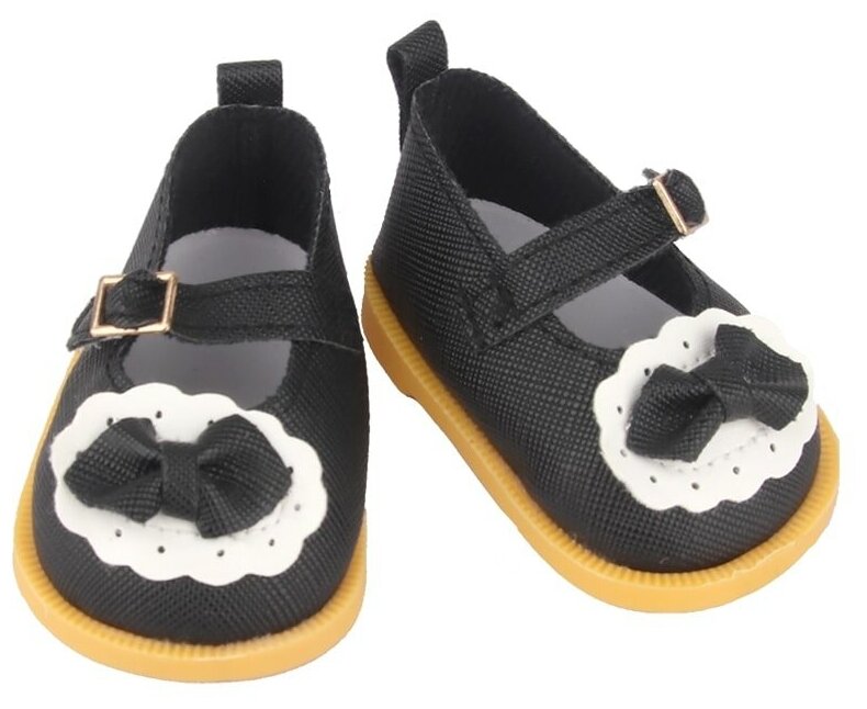 Обувь для кукол, Туфли 7 см с бантиком для кукол 42-50 см, черные