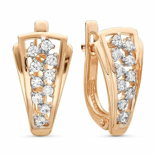Серьги, золото, 585 проба, фианит