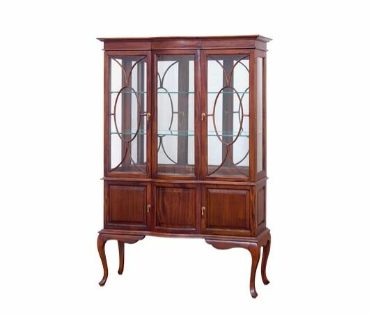 Витрина для посуды DOMKORLEONE красное дерево (mahogany wood), со стеклянными полками, цвет орех NAA (светло-коричневый)