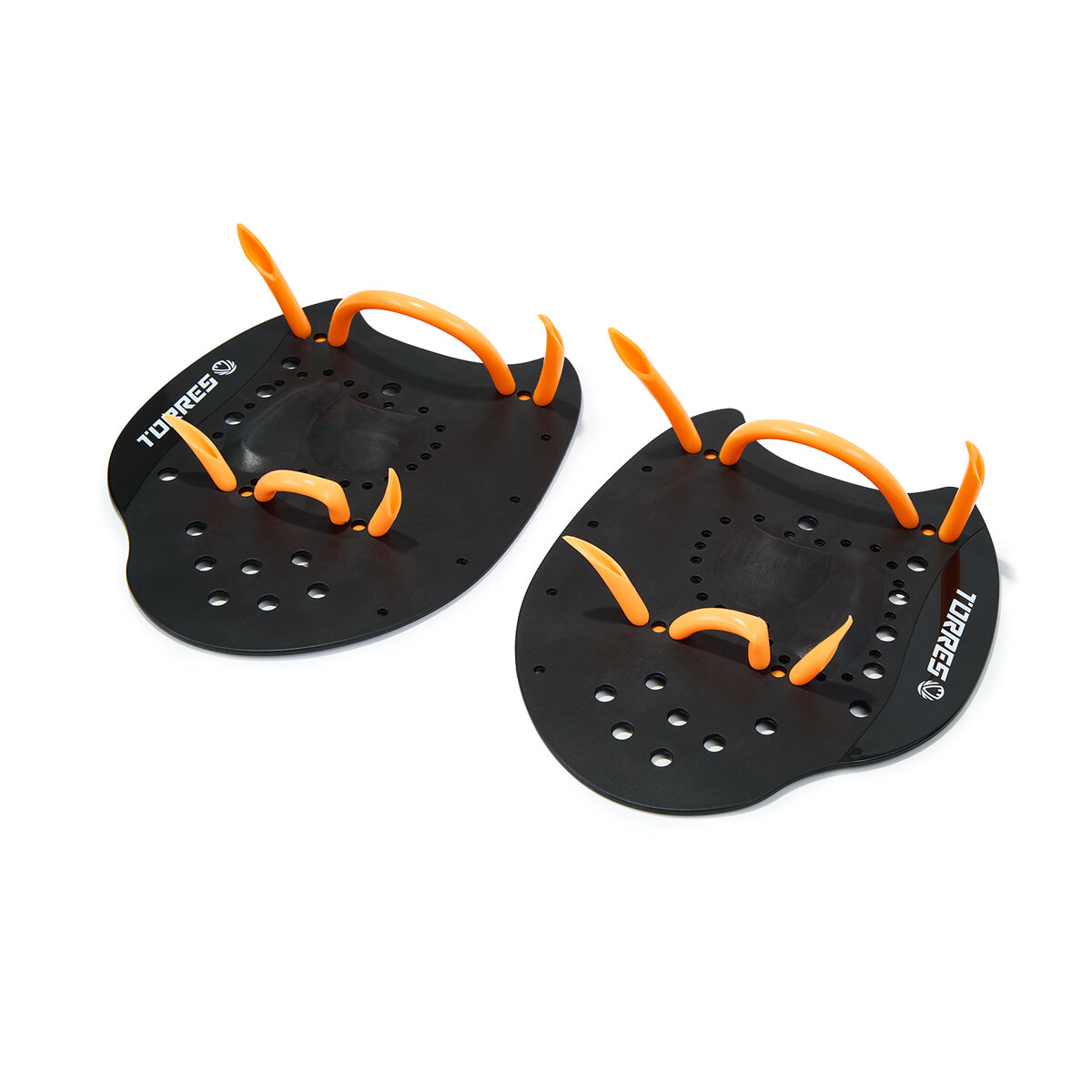 Лопатки для плавания TORRES, Арт. SWP112402BL, р. M, черно-оранжевый