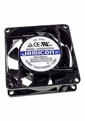 JA0825H2S0N-T, вентилятор 220В 80х80х25мм подшипник скольжения клеммы (2 шт.)