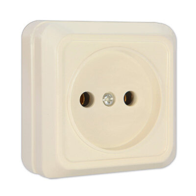Розетка силовая штепсельная UNIVersal / Юниверсал Олимп 16А 220В ОП бежевая, 1-местная без заземляющих контактов, Б-О0022 / электрооборудование