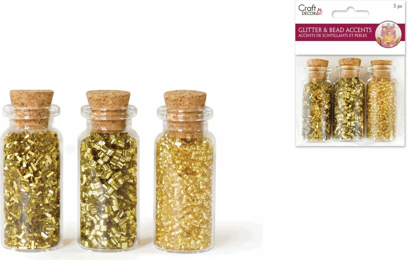 Микро бисер и блестки декоративные. Цвет золотой (3 баночки)