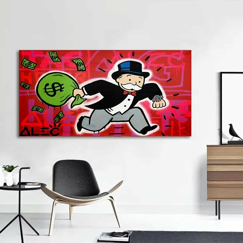 Картина "Мотивация. Деньги. Успех", 40x80 см, на холсте, на подрамнике, дерево