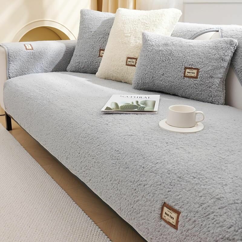 Мягкая диванная подушка, Утолщенный, мягкий и теплый, Нескользящий кашемировый чехол для дивана -jua