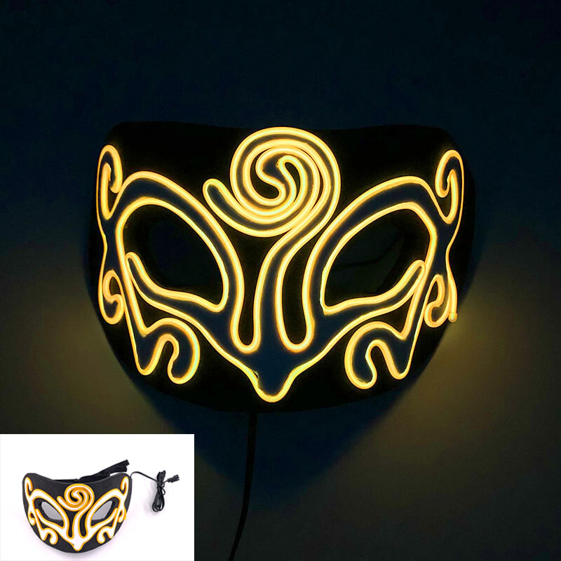 Маскарадная маска "Королева Хэллоуина", желтый свет
