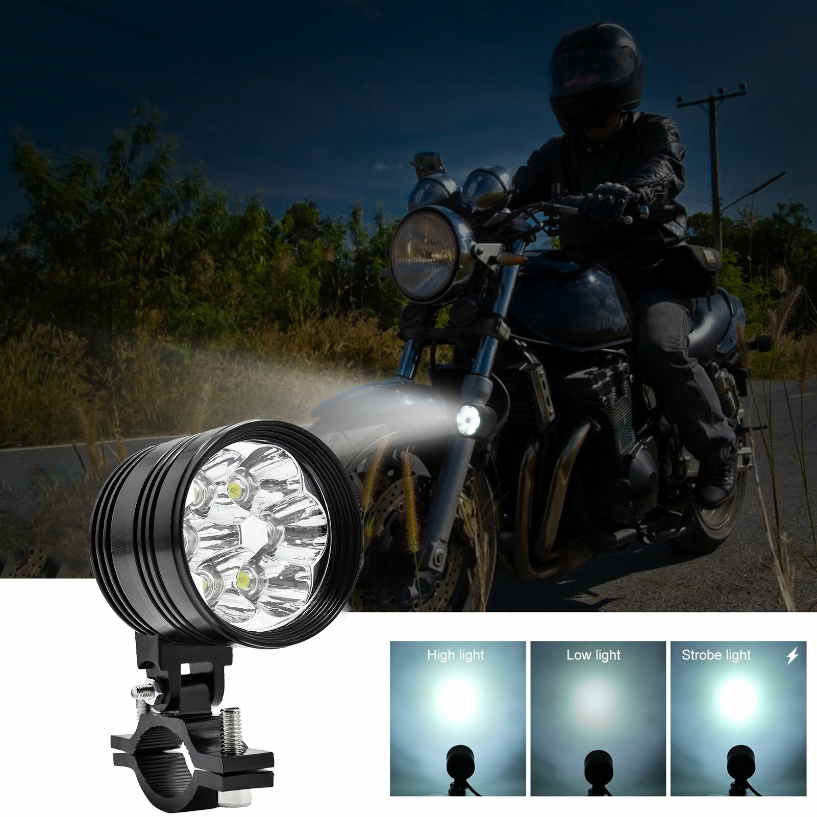 Мотоциклетный светодиодный прожектор 60 Вт, 6000 К, водонепроницаемый