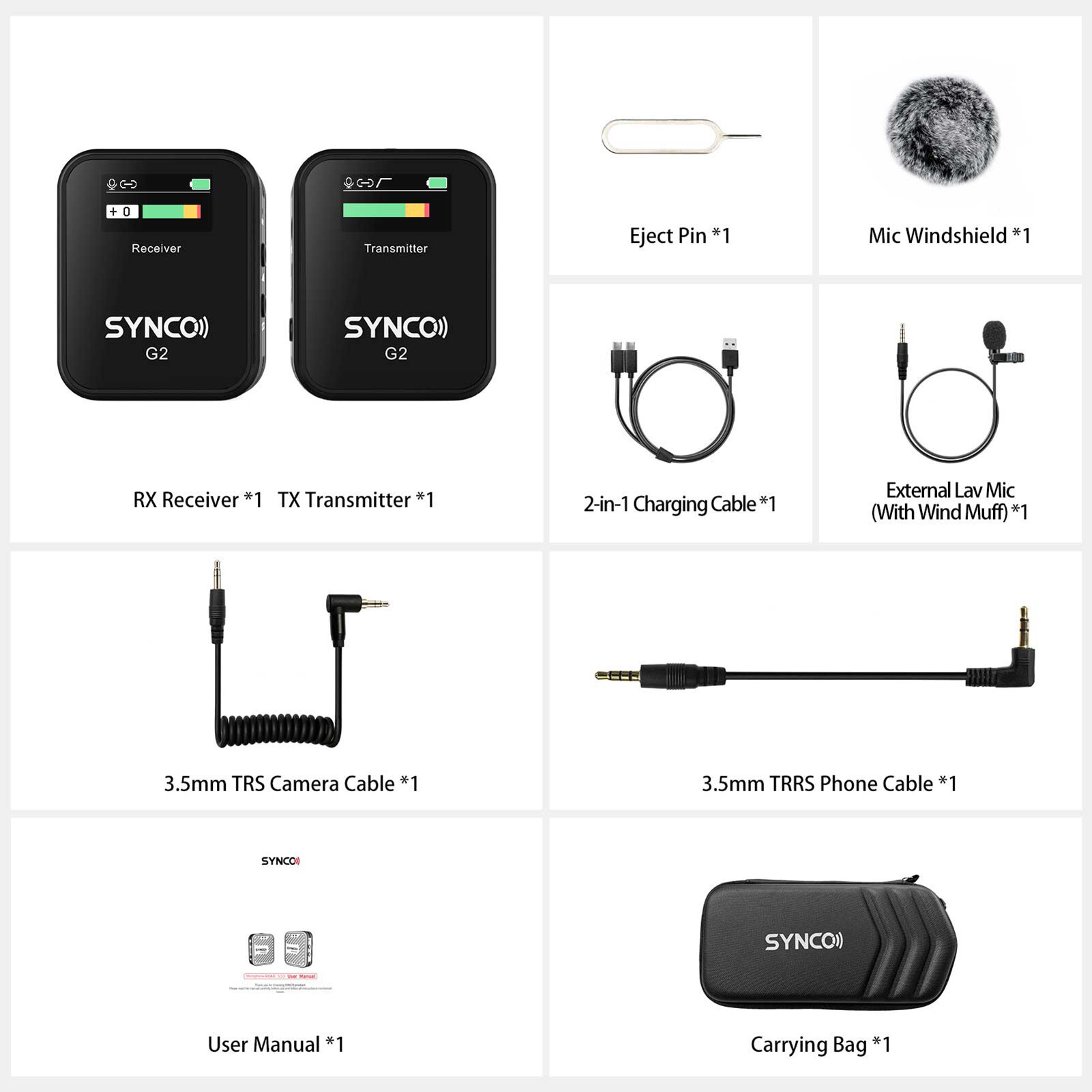 SYNCO G2(A1) Универсальный беспроводной петличный микрофон 2,4G