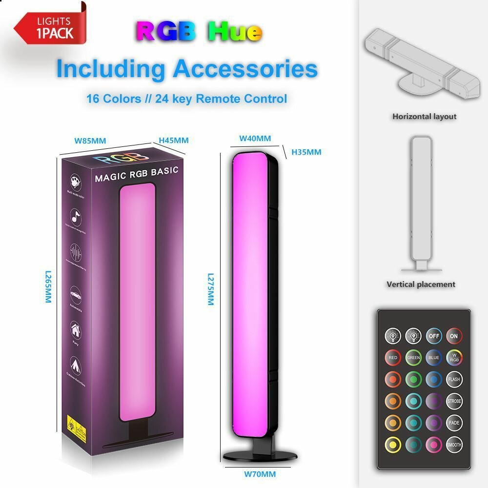 1 шт. USB светодиодный Bar, RGB Изменение цвета подсветки телевизора, дистанционная симфония атмосферы освещения полосок, музыкальный ритм окружающей среды