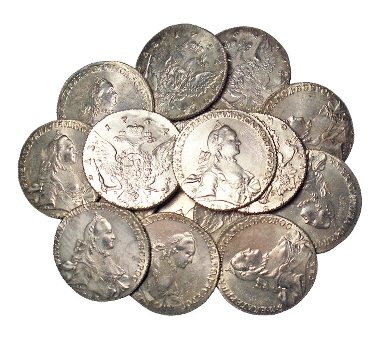 Рубль 1764 года, однородное серебро т/н 1 штука сувенирная копия монеты, нумизматика, деньги для коллекции