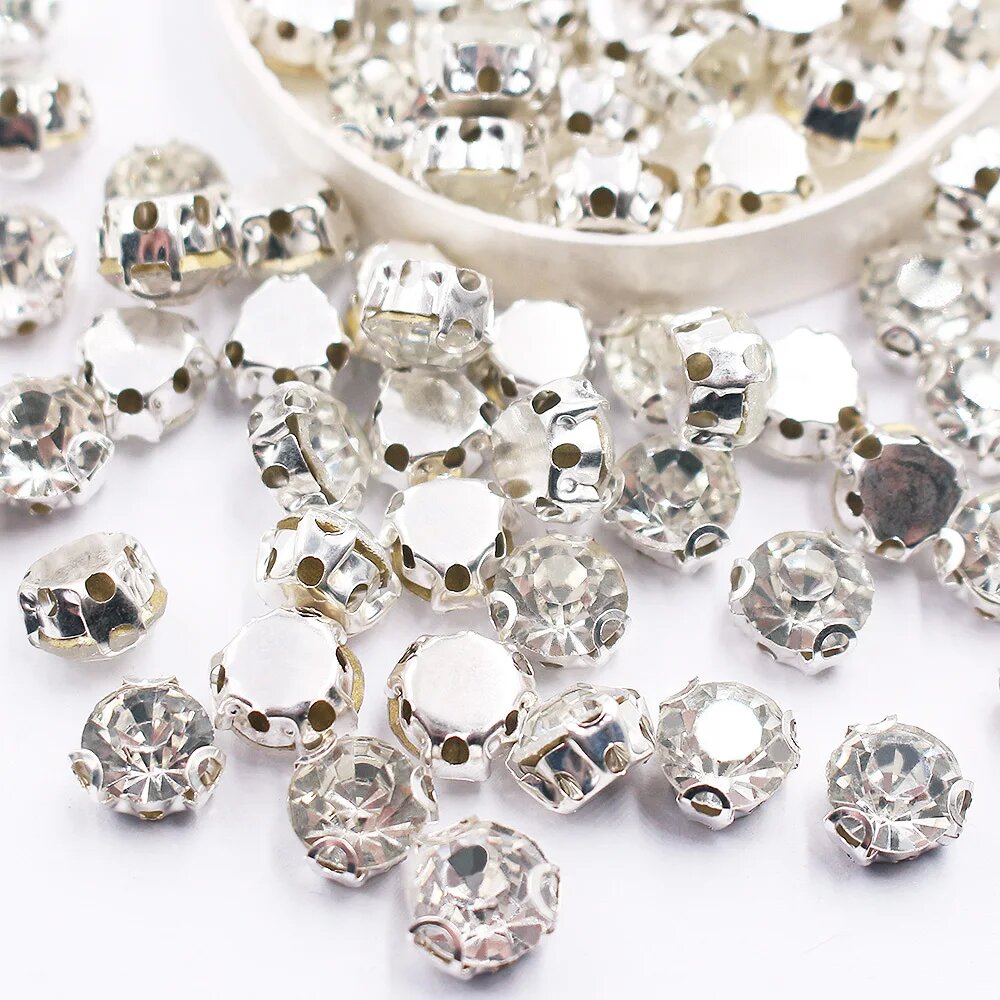 MAKLIN 3D стразы хрусталь для пришивания Серебряный, 5mm, 3D crystal