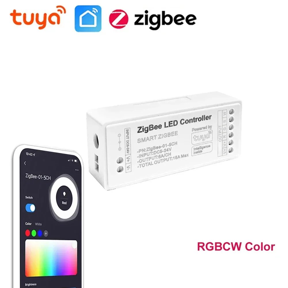 Tuya Smart Zigbee RGB контроллер для светодиодной ленты 12В RGBCW