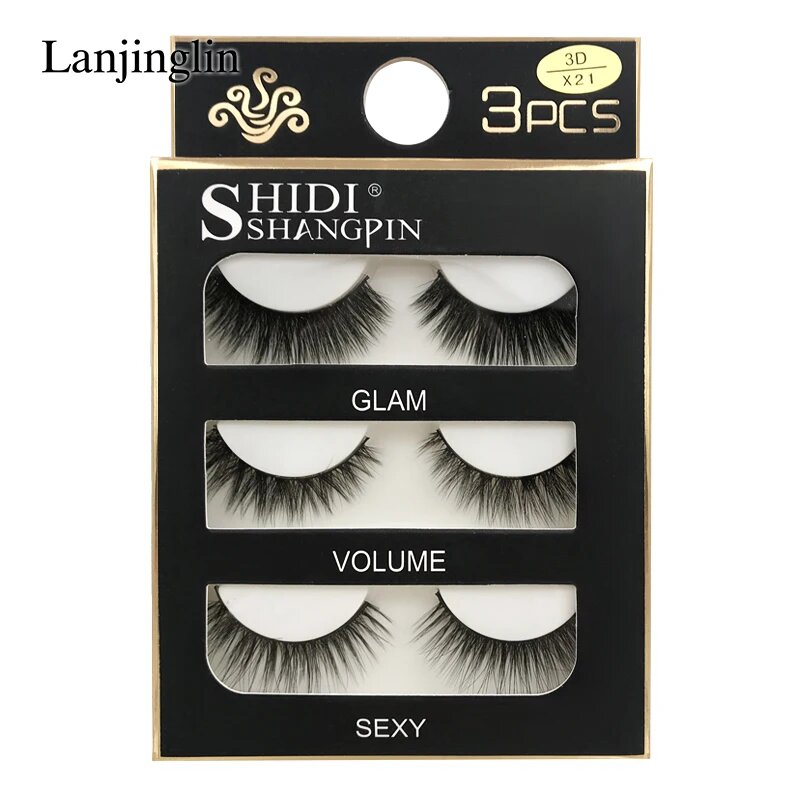 3D ресницы SHIDI Shangpin 3 пары, Цвет: 3pairs-3DX21
