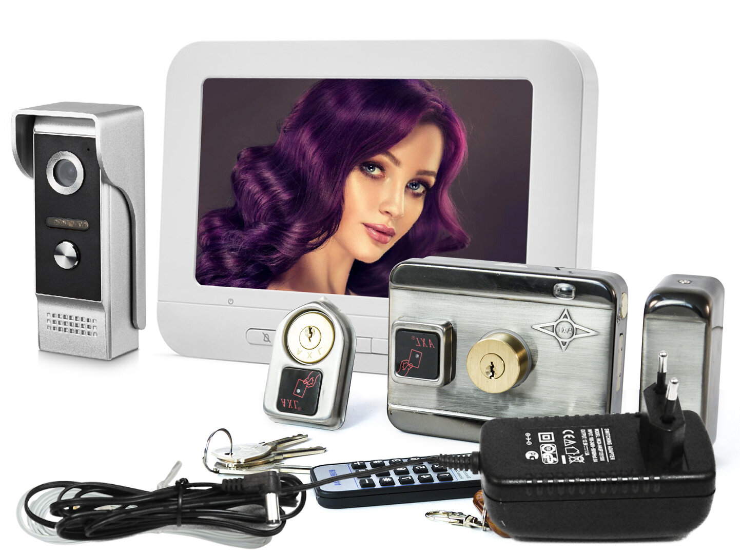 Набор: домофон цветной EP-7100 и Anxing Lock AX(066) - электромеханический замок - замок с домофоном на входную дверь