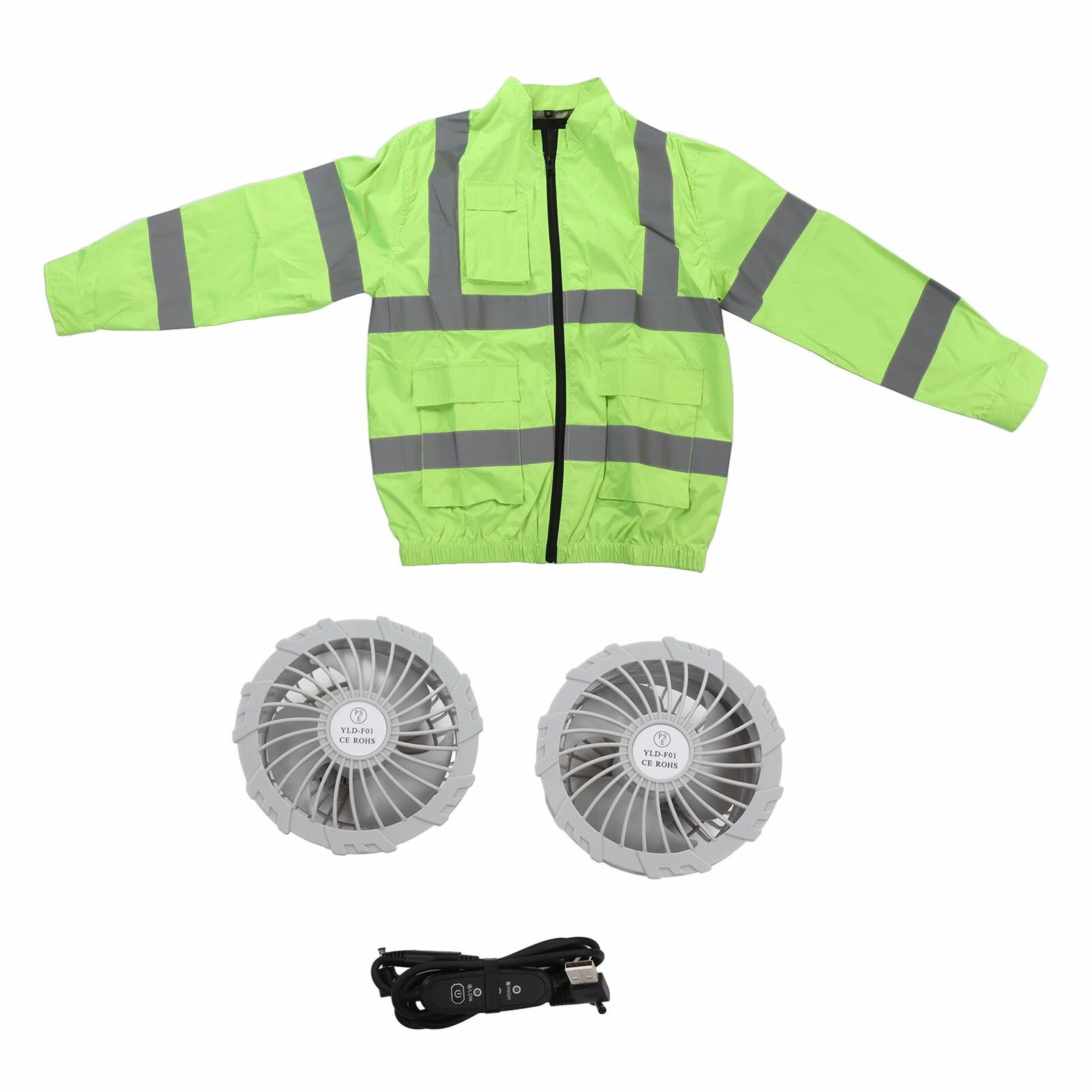 Беспроводная куртка-вентилятор, светоотражающая, летняя, с длинным рукавом, белый XL, зеленый