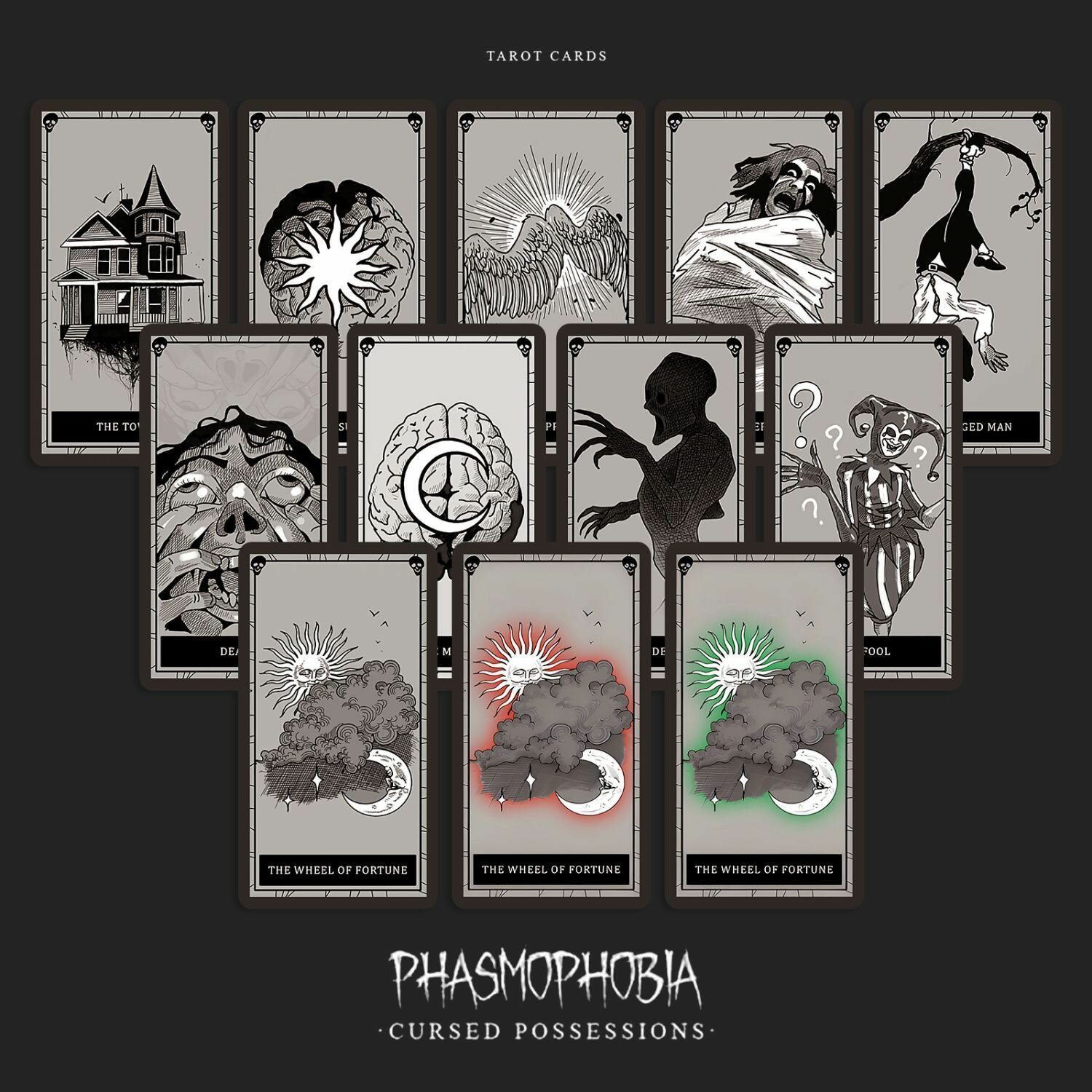 Карты таро с фазмофобией/phasmophobia tarot cards