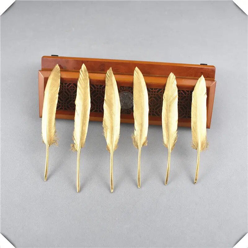 Золотые утиные перья для поделок WHxmsh 10-15 см 10pcs, Gold feathers