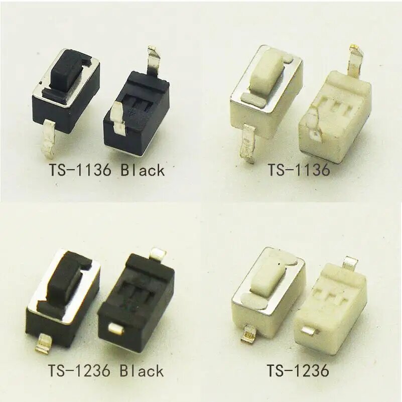 Кнопочные переключатели 3x6 мм, White Button, H 4.3mm DIP, 50 шт.