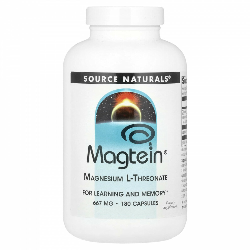 Source Naturals, Magtein®, L-треонат магния, 180 капсул