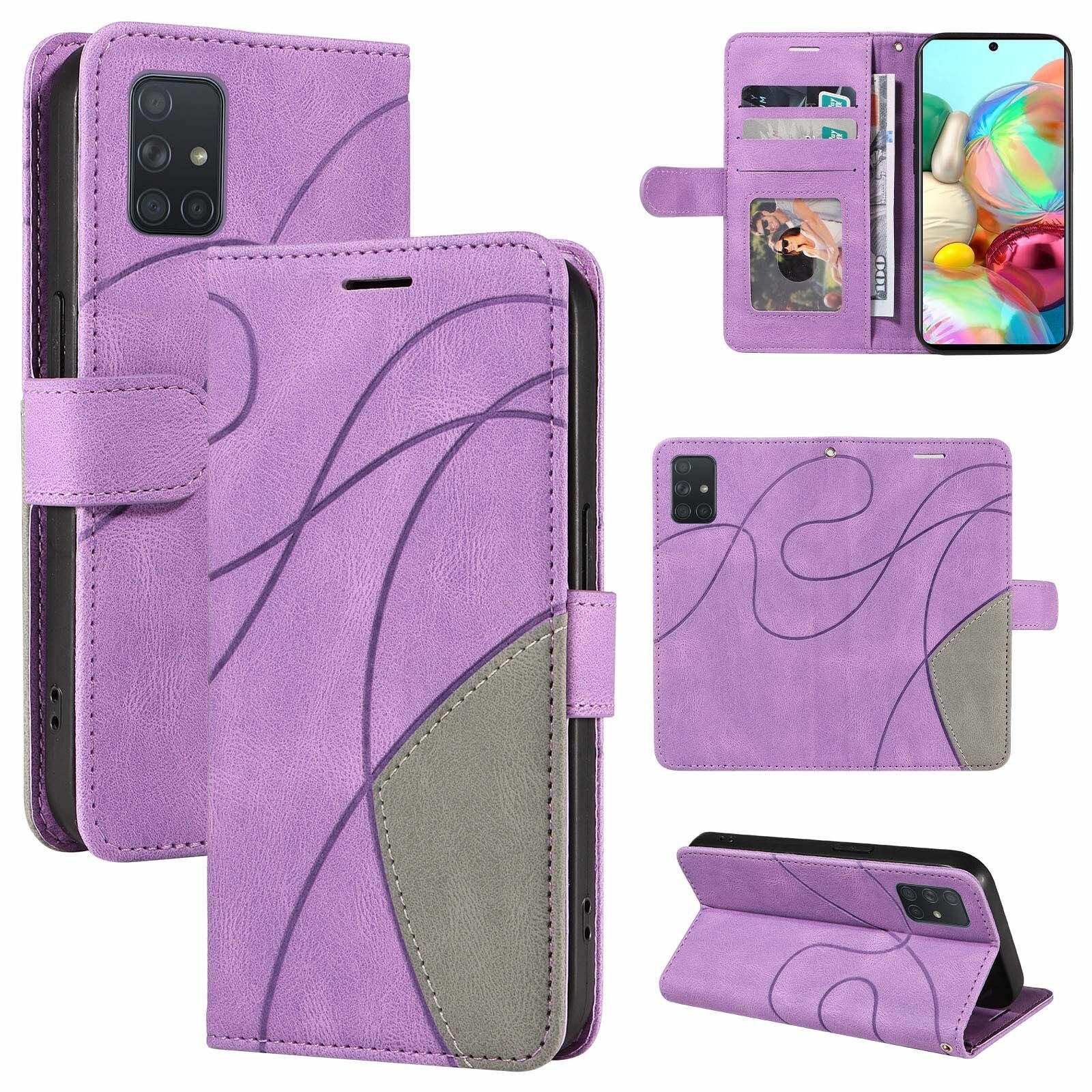 YIKATU Чехол Книжка Для Samsung Galaxy A71 4G (A715)/ Самсунг Галакси А71 4G А715 Магнитной Застежкой Хлятиком И Отделением Под Карты Кожаный