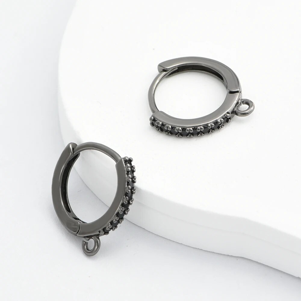 Черные цирконы с золотым покрытием YANASI для сережек Серебряный, Gun Black Plated