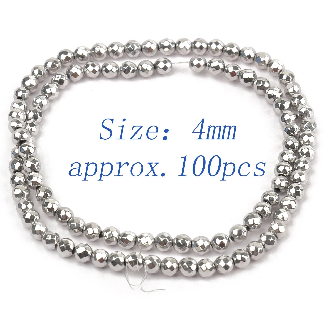 Бусины из гематита с покрытием из белого золота LNMBII 19