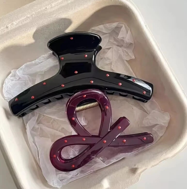 Винтаж заколки для волос с бантом Бордовый, 2PCS