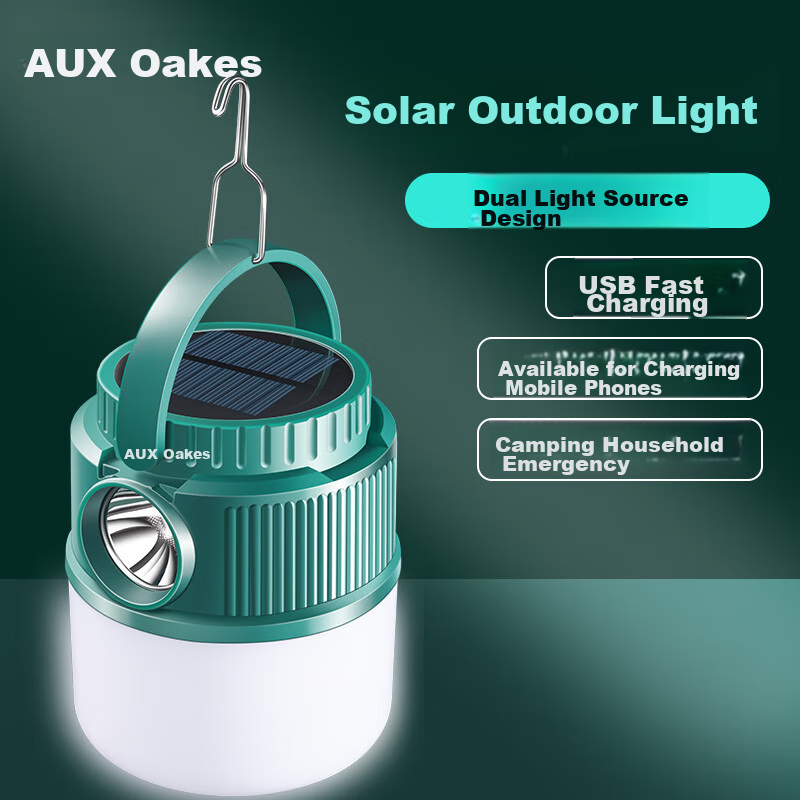 Aux Camping Light, Solar-Powered Outdoor Long-Lasting Rechargeable Lighting, Tent Atmosphere Lantern, Hanging Style