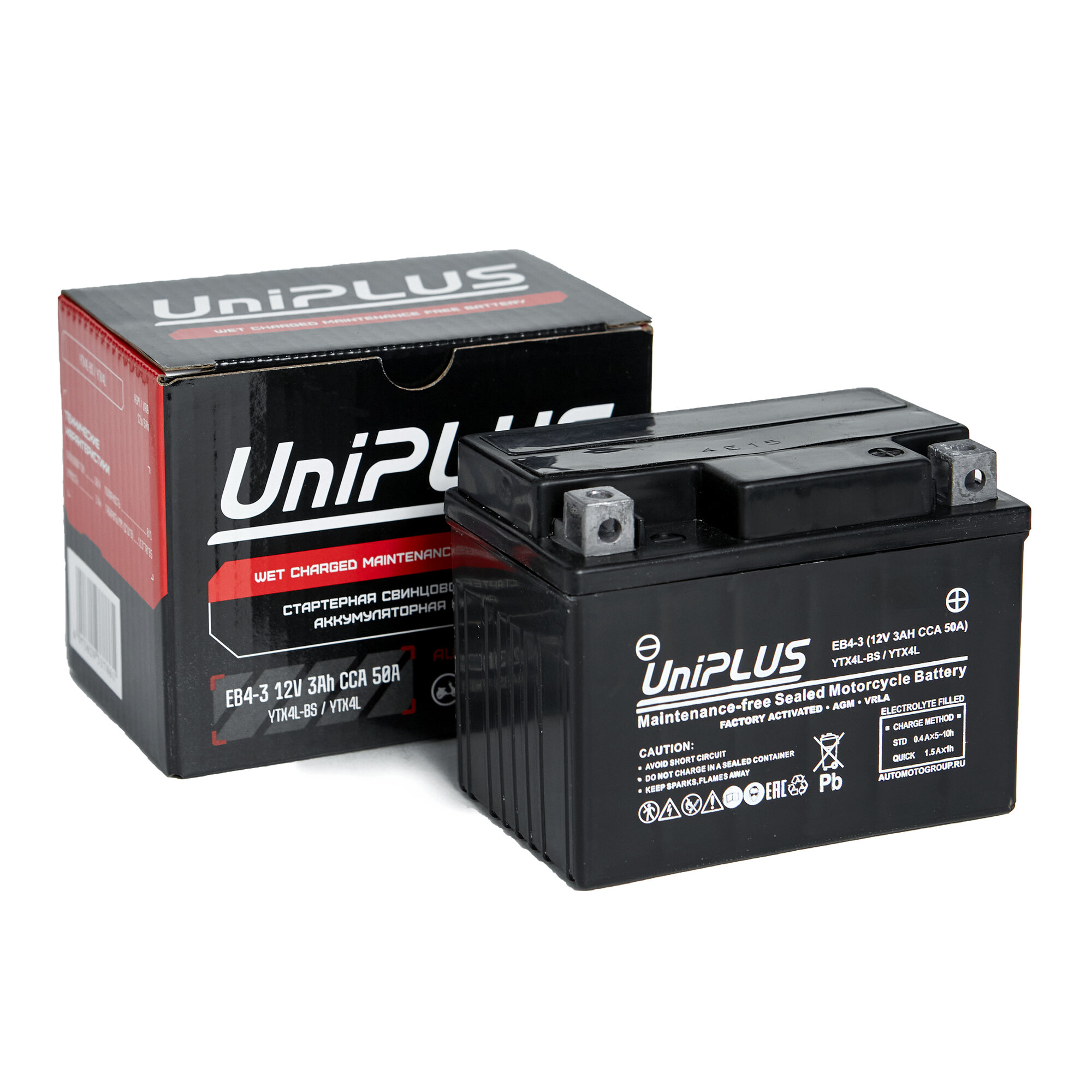 Аккумулятор Leoch UniPLUS EB4-3 (12В 3Ач 50А 113х70х85мм) обр. пол.