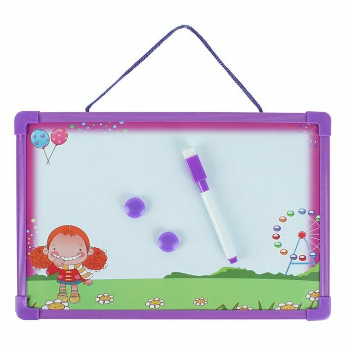 Доска магнитно-маркерная 20х30см, маркер+2 магнита, фиолетовая