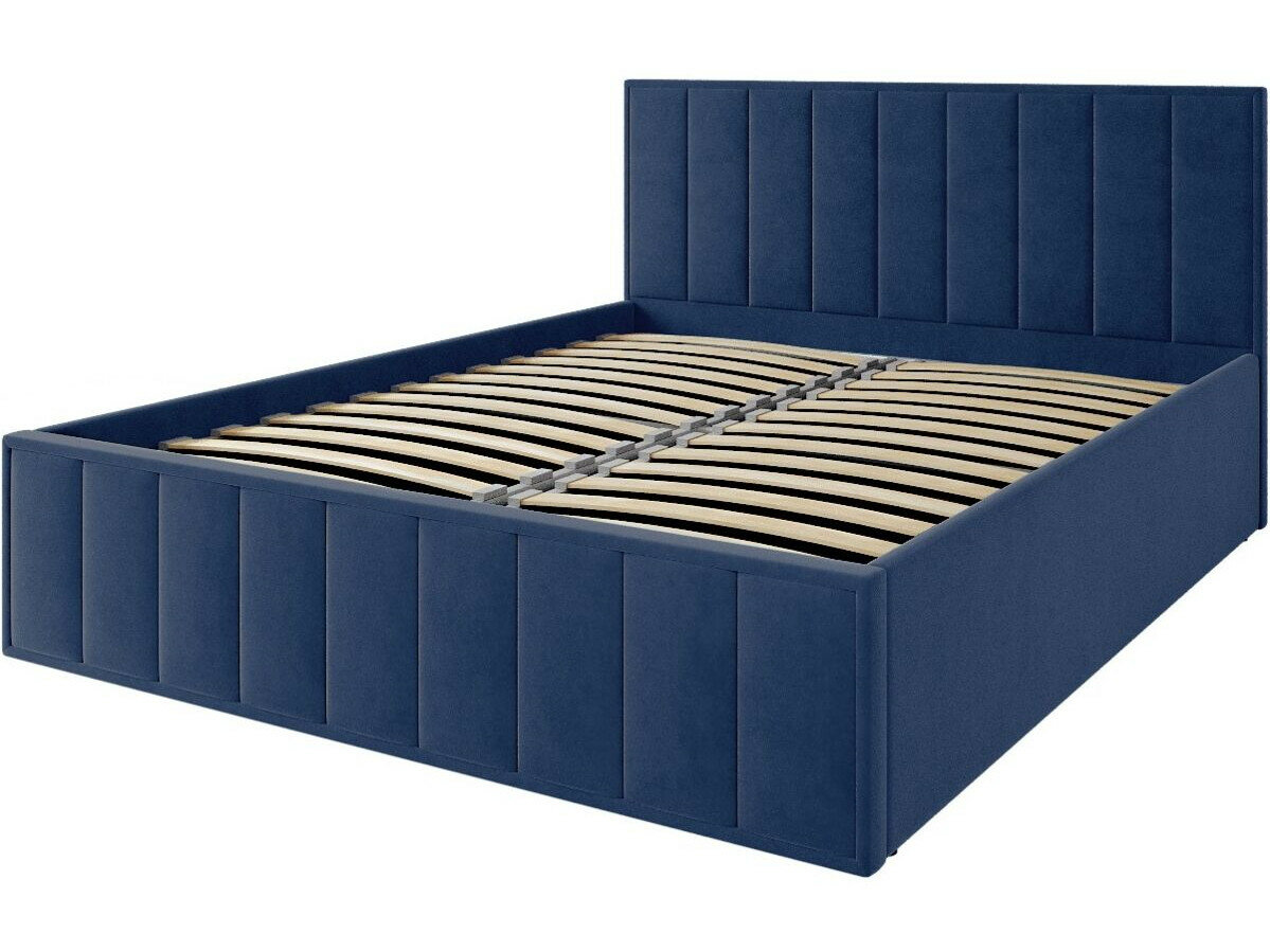 Современная Кровать с ортопедическим основанием 140 (Синий софт)