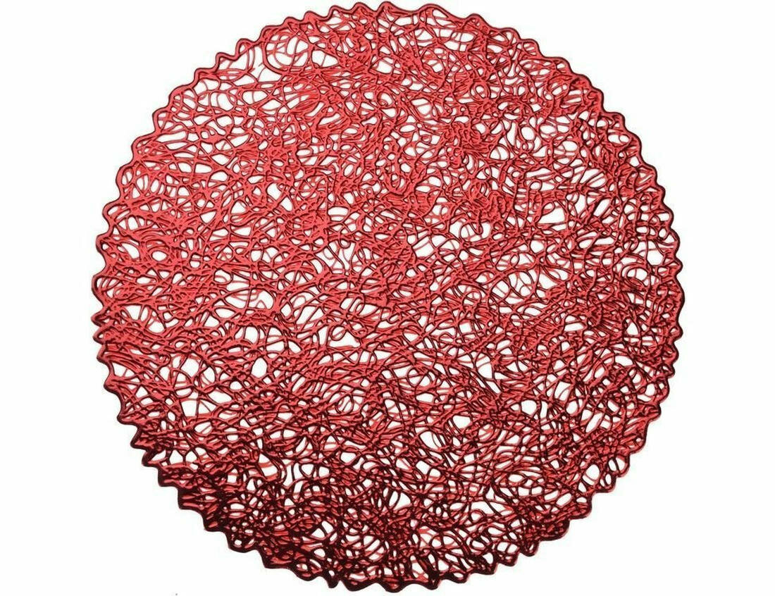 Набор салфеток под стаканы, красный, 13 см, поливинил, Koopman International