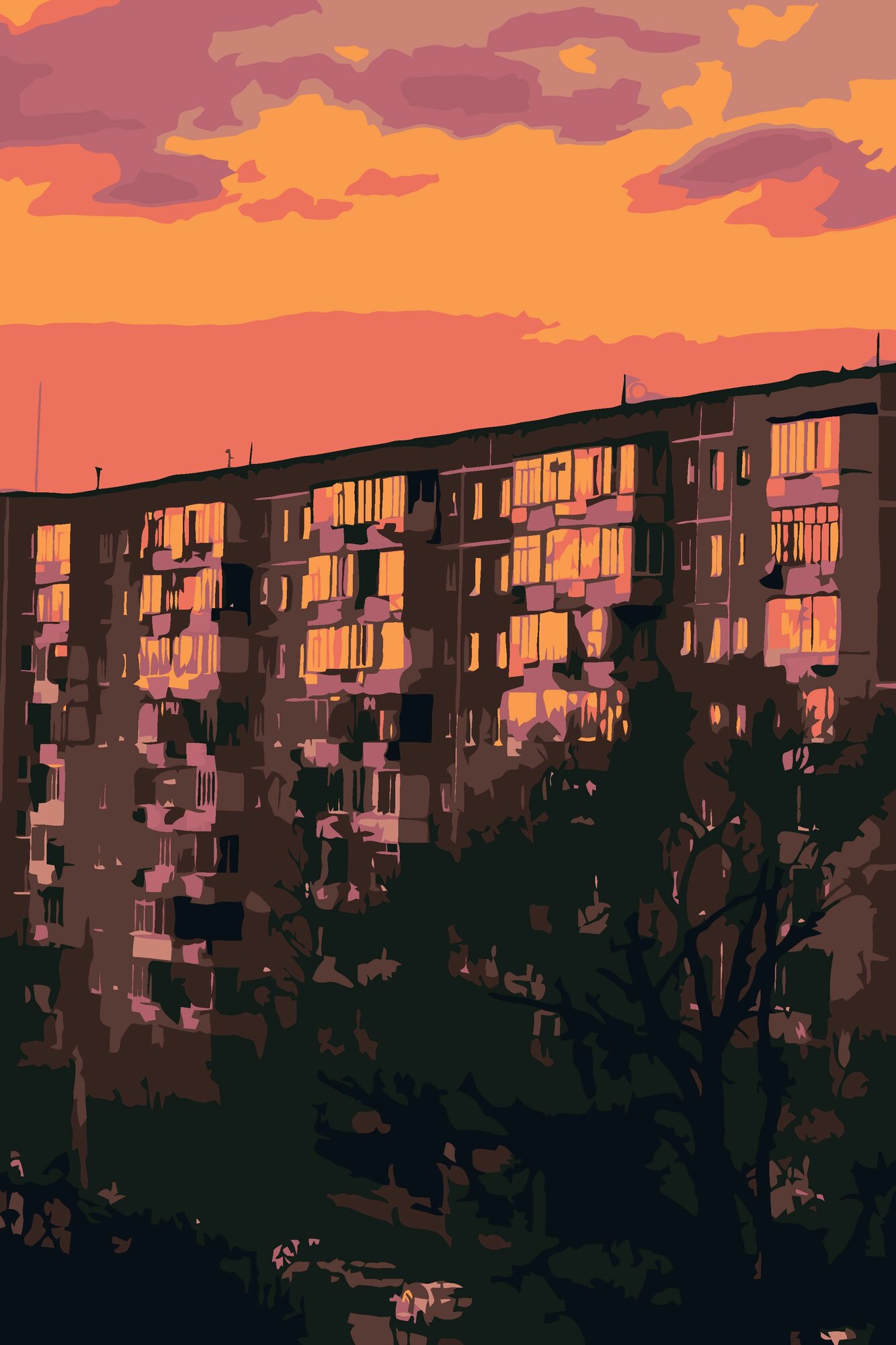 Детская картина по номерам E3346 "Панельные дома" 20x30