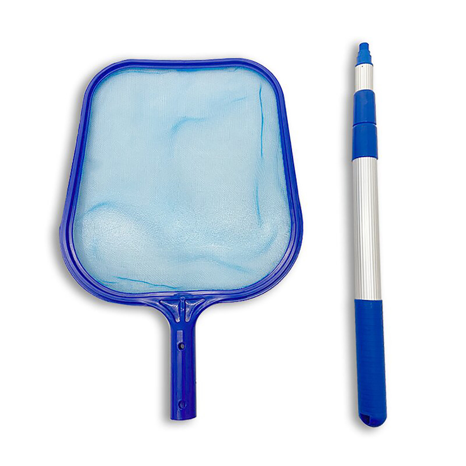 Многофункциональная сетка-скиммер для бассейна с мелкой сеткой и телескопической алюминиевой ручкой для плавательных бассейнов и гидромассажных ванн.