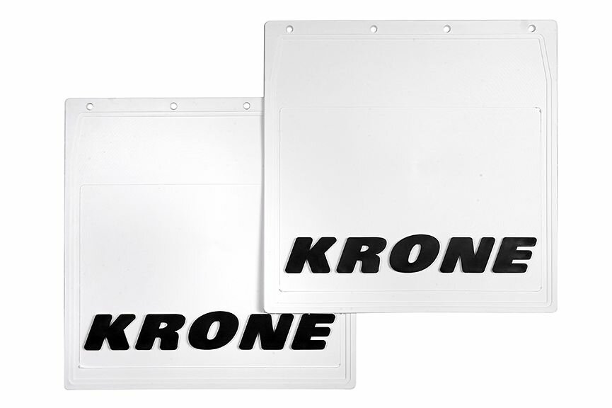 Брызговики задние белая резина KRONE 400*400 "LUX" Черная надпись (комплект)