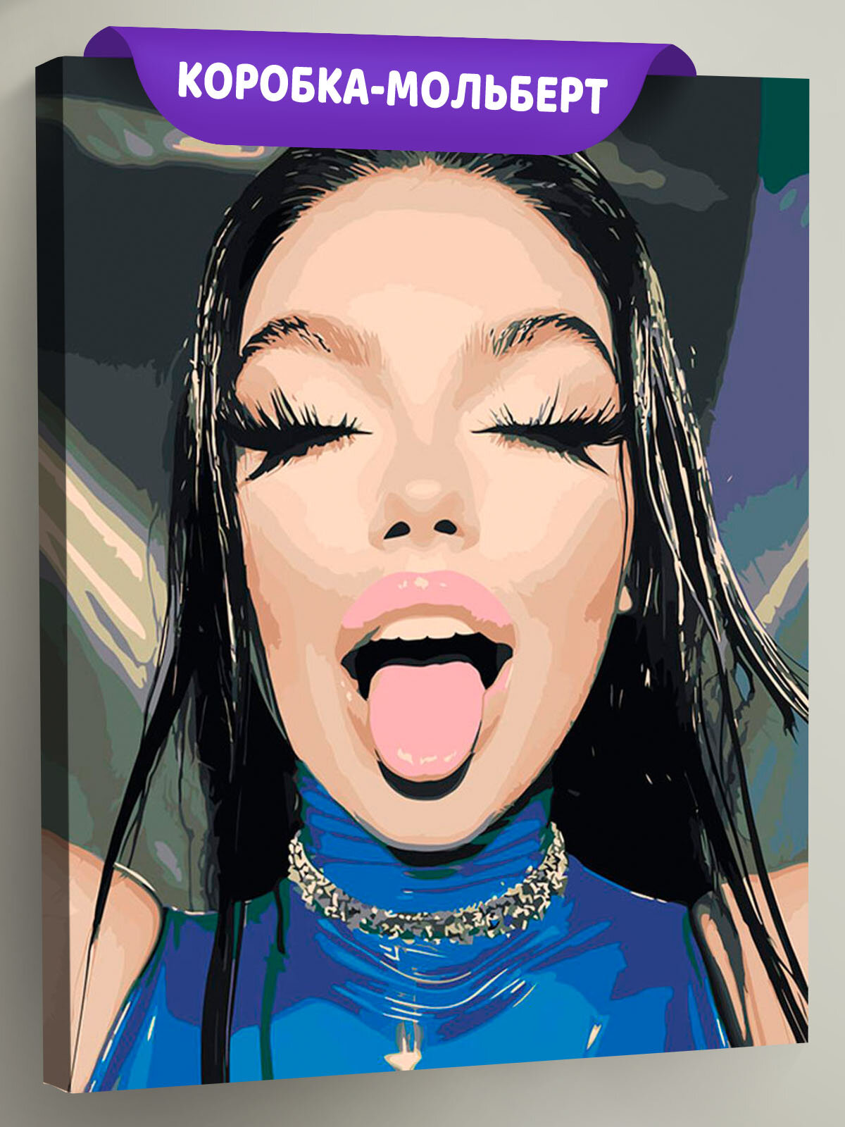 Картина по номерам на холсте с подрамником "Девушка в латексе показывает язык" Раскраска 40x50 см, бдсм BDSM 18+