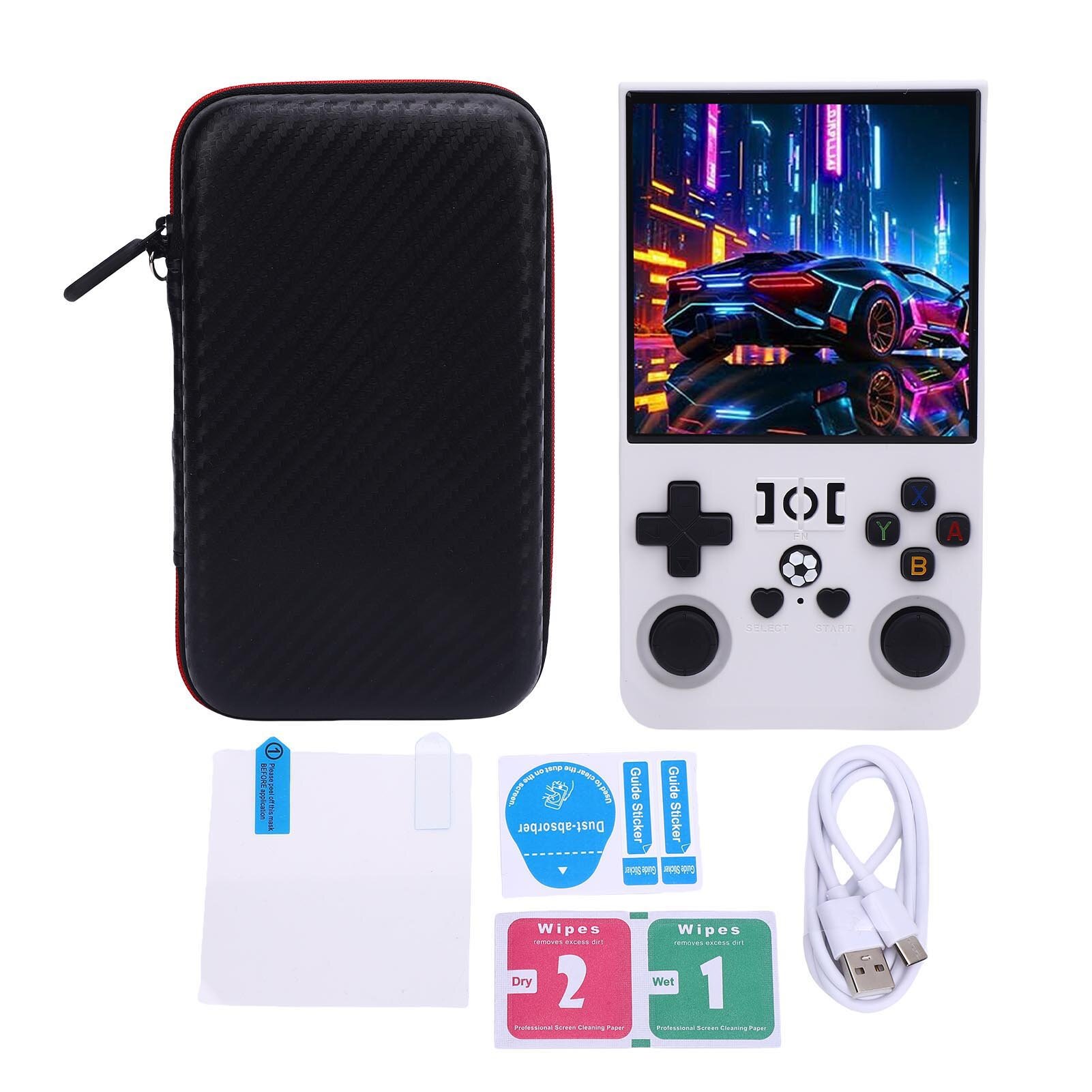 Портативная игровая консоль, встроенные 18000 игр, 4-дюймовый экран 720x720, аккумулятор 4000 мАч, компактный, белый, 128 г.