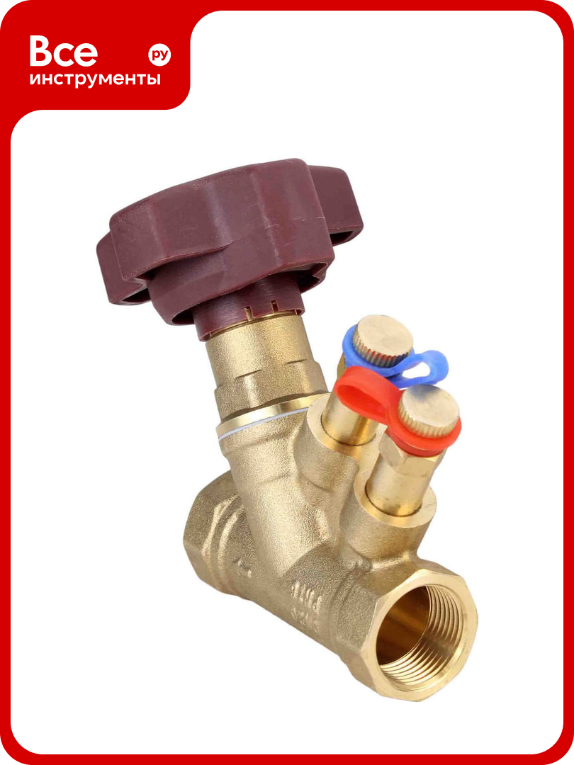 Клапан балансировочный DN.ru кблр Ду25 Ру16 латунный усиленный, муфтовый D080-00504, гидравлической балансировки